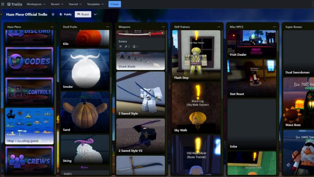 Link Trello Haze Piece | RealGaming101.pt